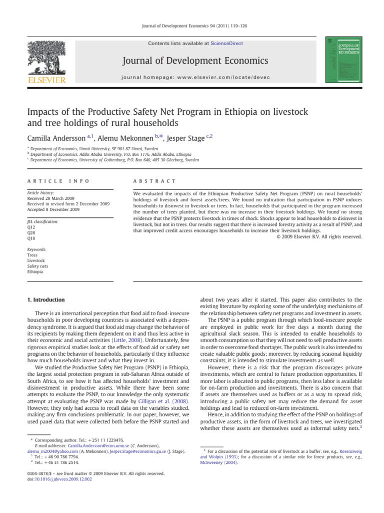 Impacts of the Productive Safety Net Program | PDF