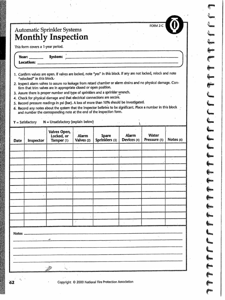 Monthly Sprinkler Inspection | PDF