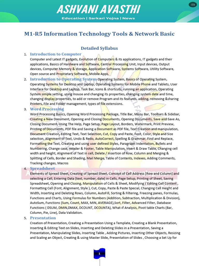 M1-R5 IT Tools Syllabus.d083f66 | PDF