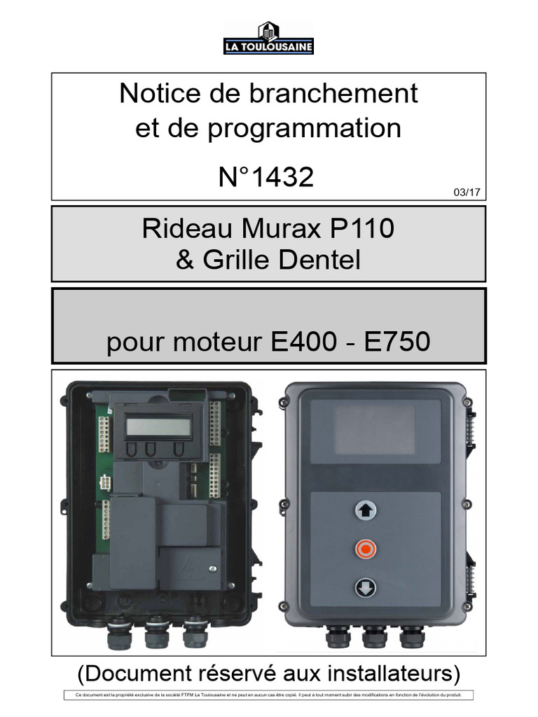 Branchement Programmation Murax 110 Dentel Coffret cs300 Moteur E400 E750 1 - 1432 Branch ...