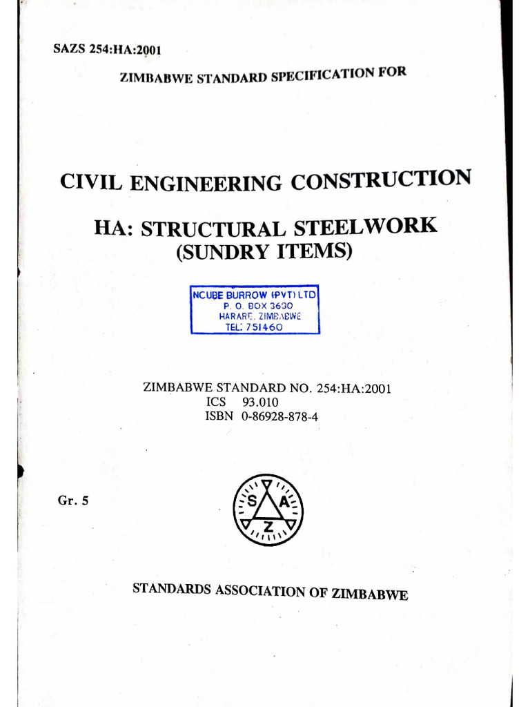 Civil Engineering Construction HA Structural Steelwork (Sundry Itens) | PDF