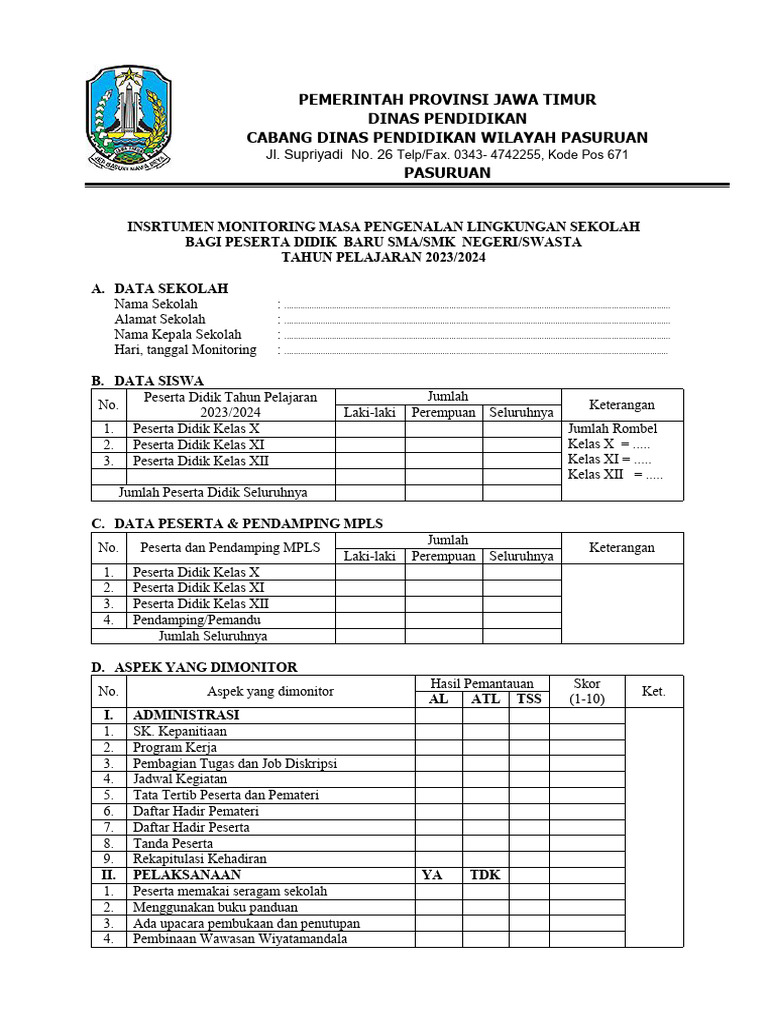 Instrumen_Monitoring_MPLS_SMA_dan_SMK_2023 | PDF