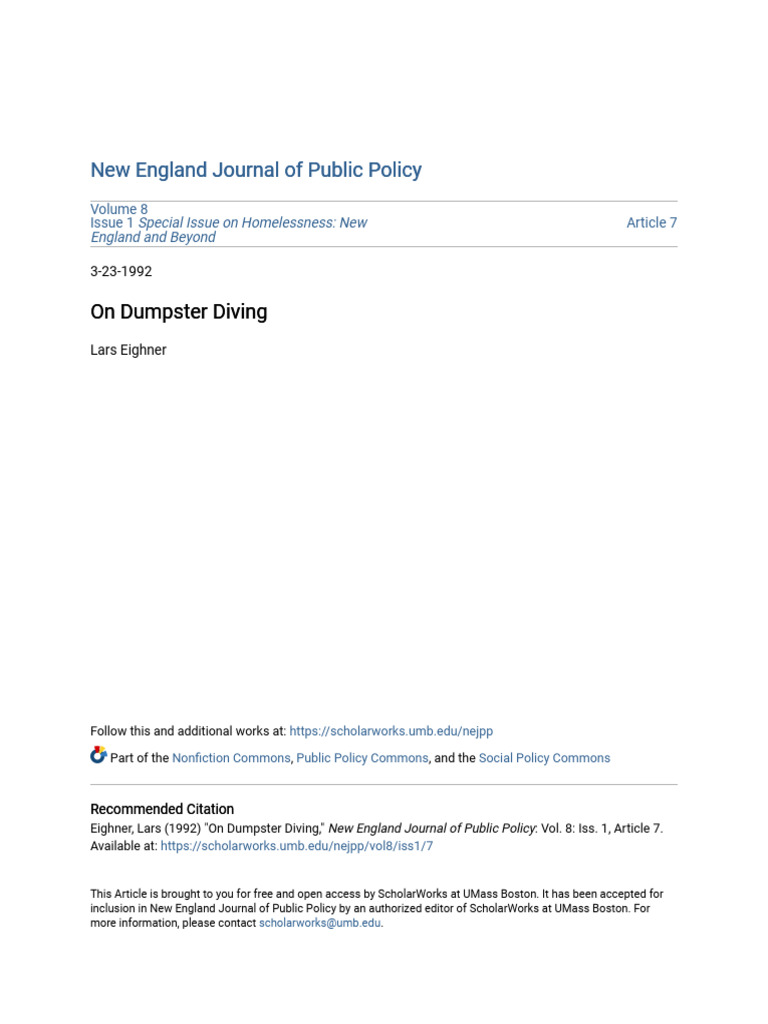 On Dumpster Diving | PDF