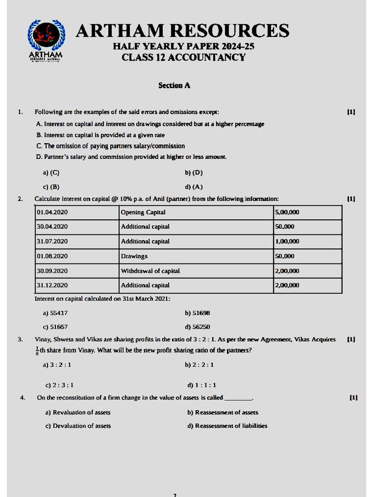Paper 1 Accountancy | PDF