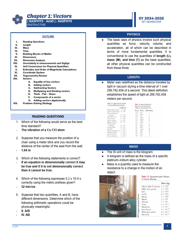 BASIC PHYS - VECTORS | PDF