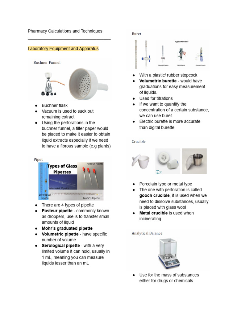 Pharm Cal Lab | PDF