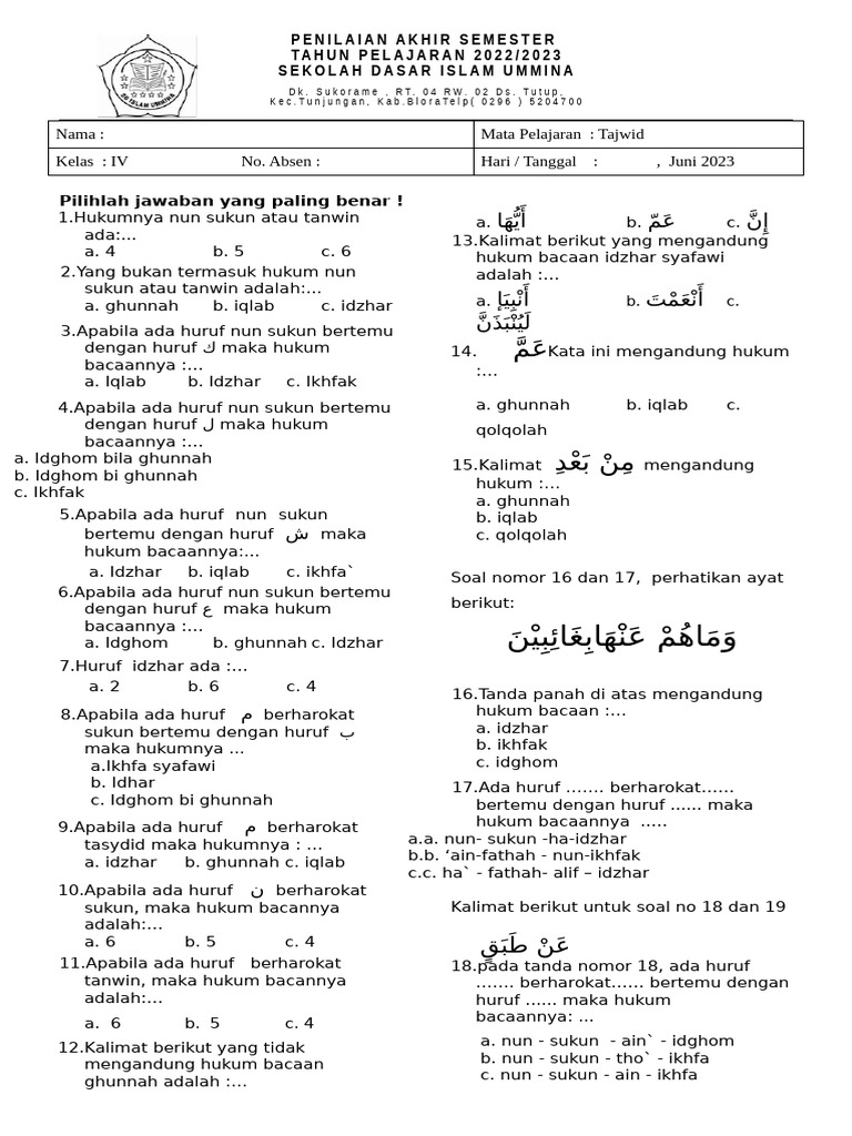 Tajwid Kls 4 Pak Nuri | PDF