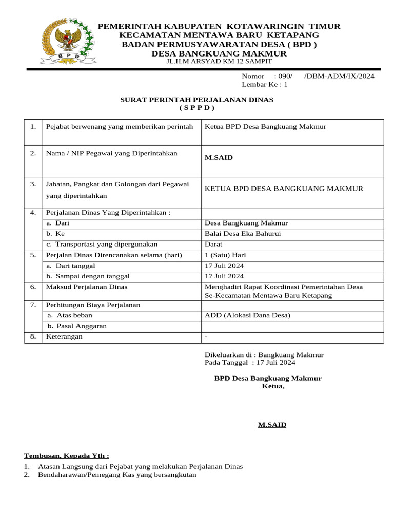 SPPD Contoh 2024 Word | PDF