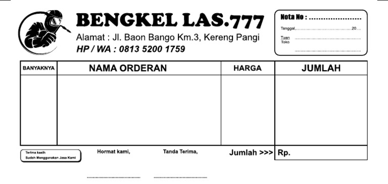 Cetak Nota Uk 1 Per 3 Untuk 2 Ply (Warna Urutan Putih, Kemudian Merah ...