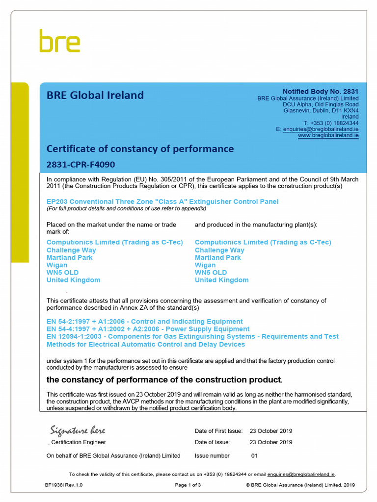 2831-CPR-F4090 EP203 Extinguisher Panels | PDF