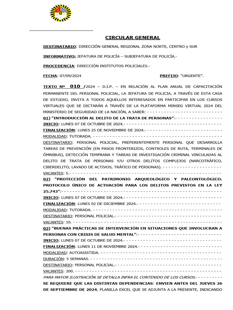 Circular General 010-2024 - Dip Oe | PDF