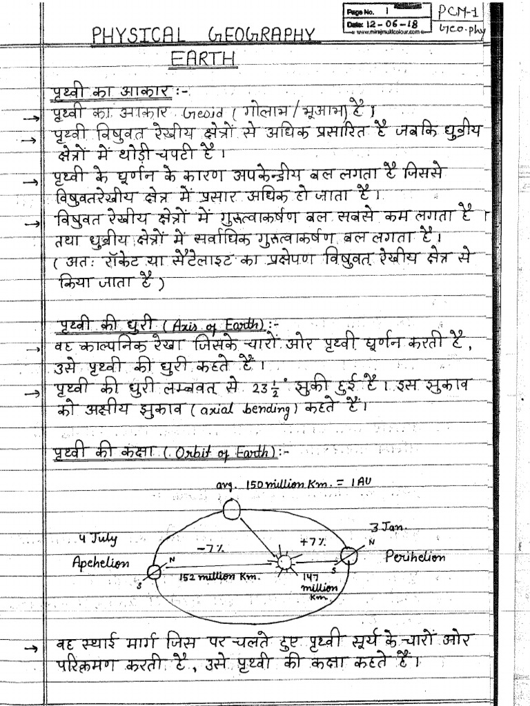 Physical Geography Handwritten Notes (Sscstudy - Com) | PDF
