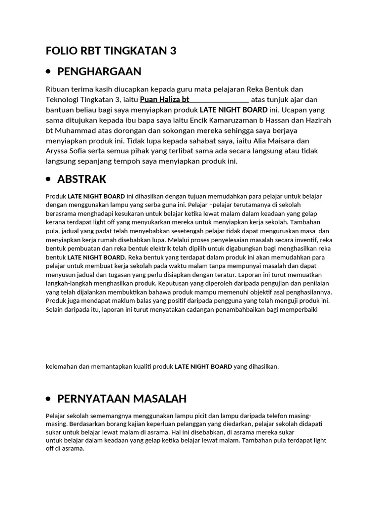 Folio RBT Tingkatan 3 & Geo | PDF