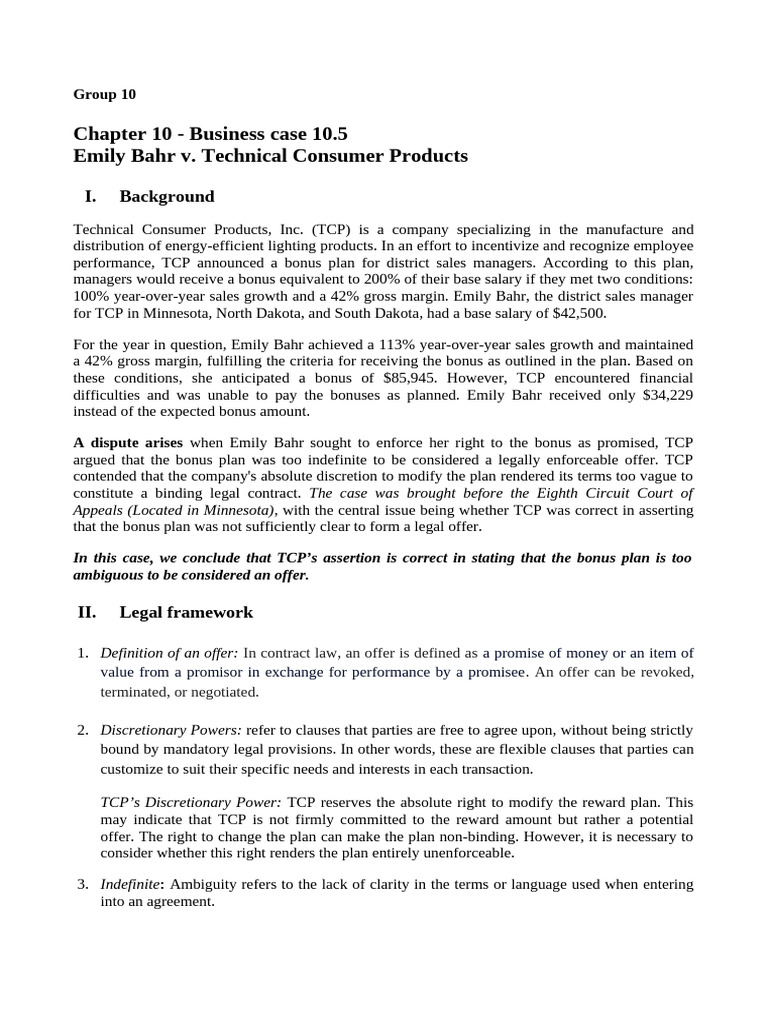 Chapter 10 - Case 10.5 | PDF