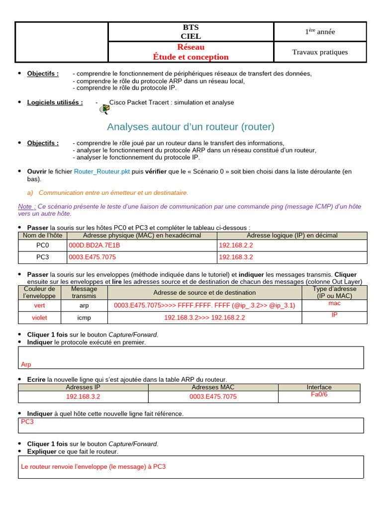 Solution Guide Etude Initiation Au Reseau Router | PDF