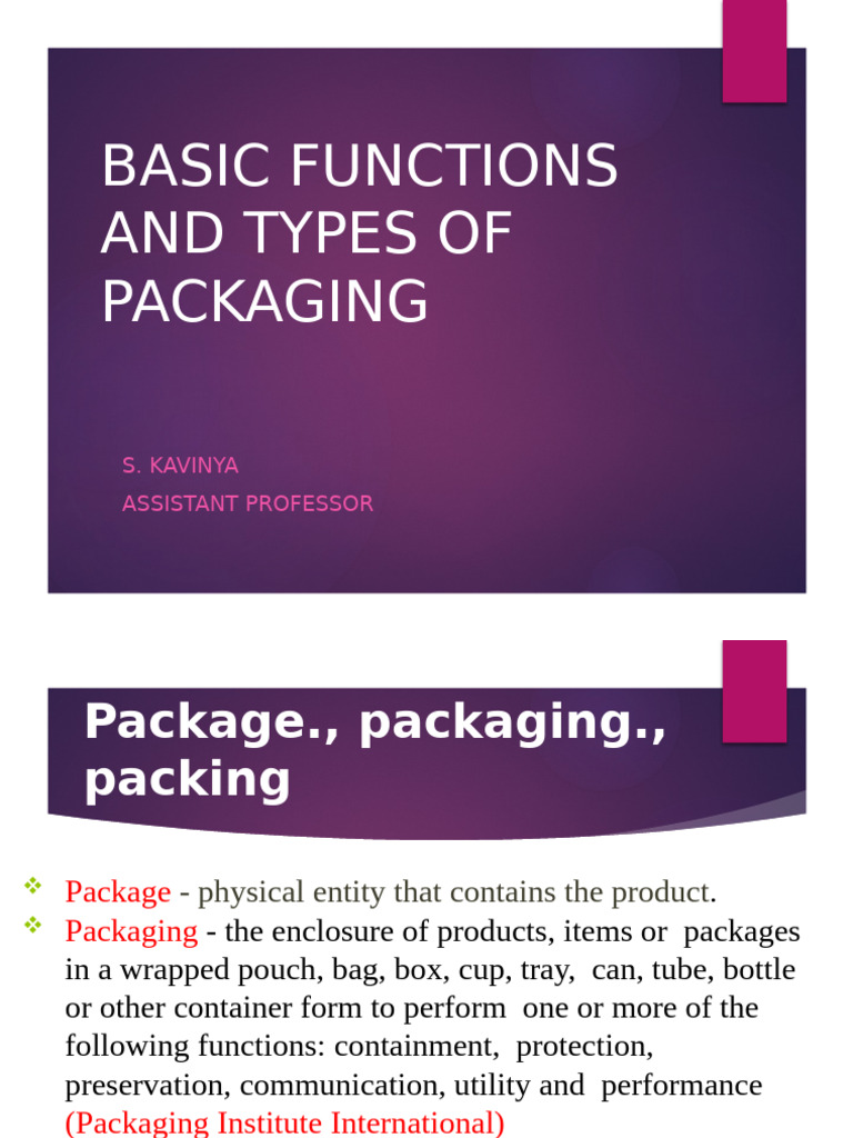 Basic Functions and Type of Food Packaging | PDF