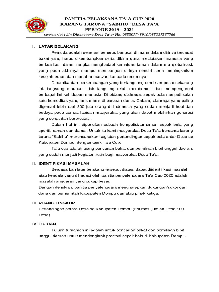 Proposal Bola 2020 JD | PDF