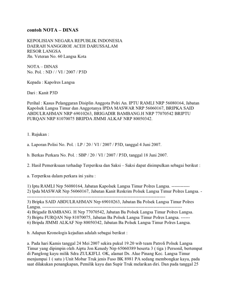 Contoh Nota Dinas | PDF