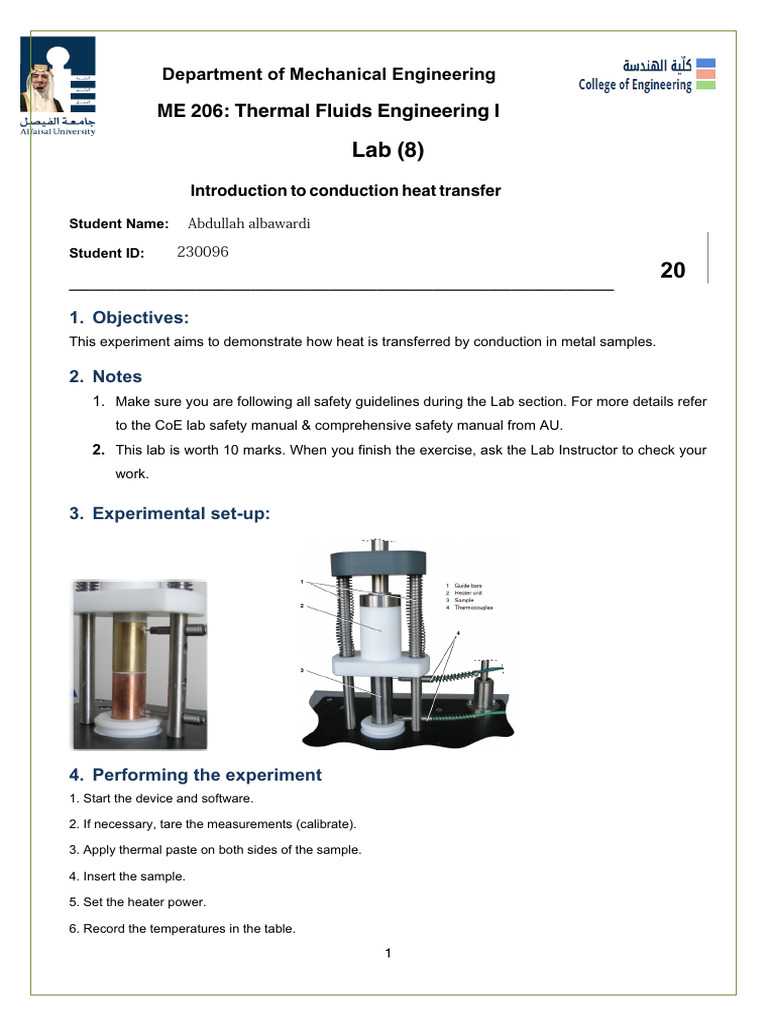 Thermal Fluid - Lab 8 | PDF