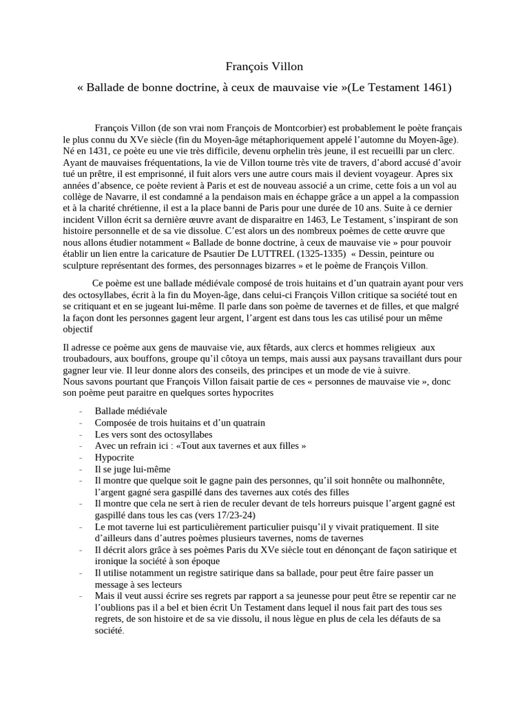 Francois Villon+Notes | PDF