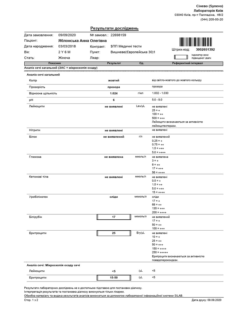 Synevo Results 3002651392 | PDF