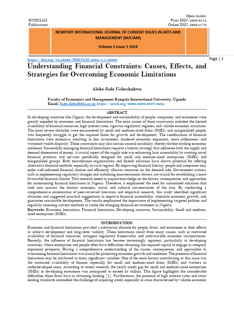 Understanding Financial Constraints: Causes, Effects, and Strategies ...