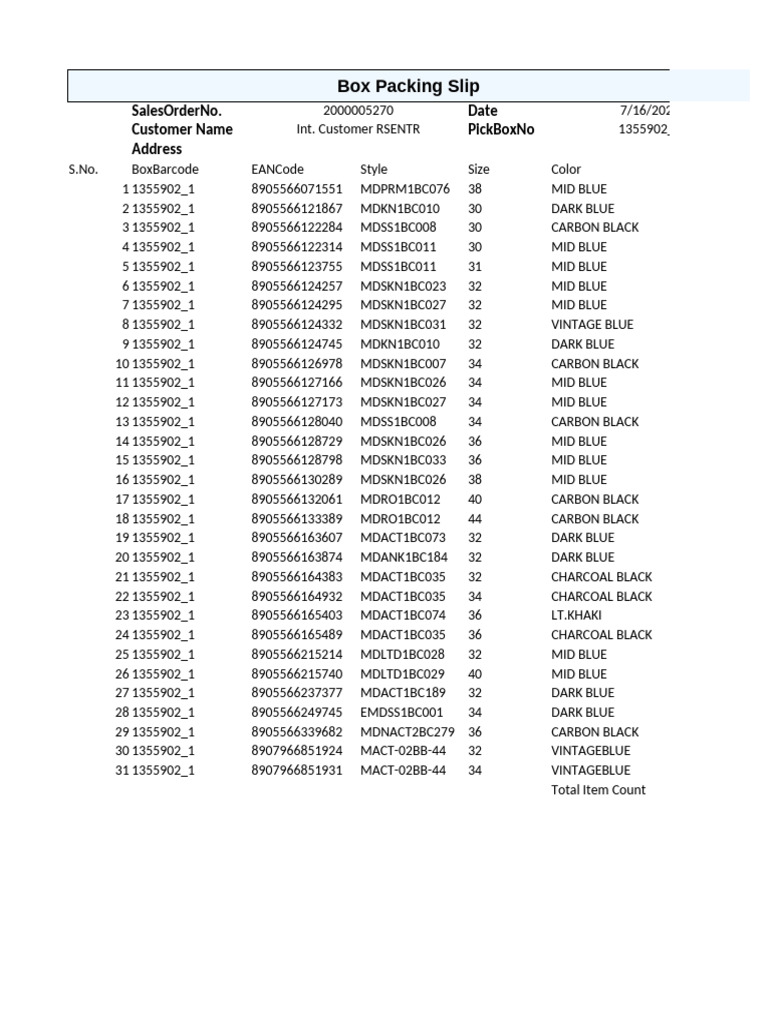Box Packing Slip - Report - 2024-07-16to 2024-07-16 | PDF