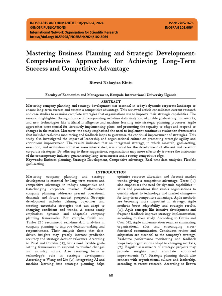 Mastering Business Planning and Strategic Development: Comprehensive ...