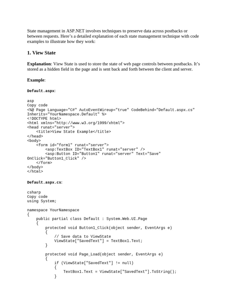 State Management in ASP | PDF | Http Cookie | Computing