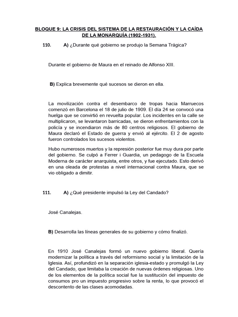 Bloque 9. Preguntas Con Respuesta 19-20 | PDF