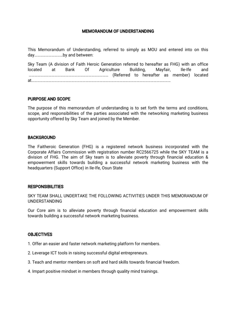 SKY TEAM_MOU NEW-2 | PDF