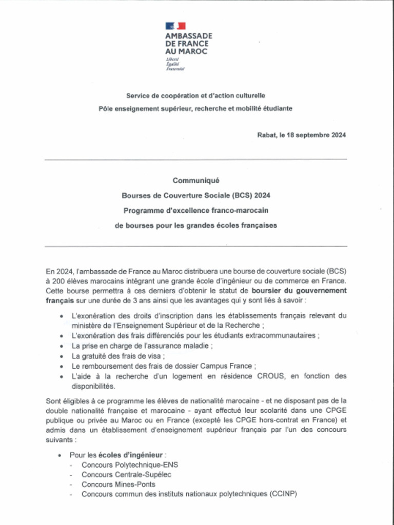 Communique BCS 2024 | PDF