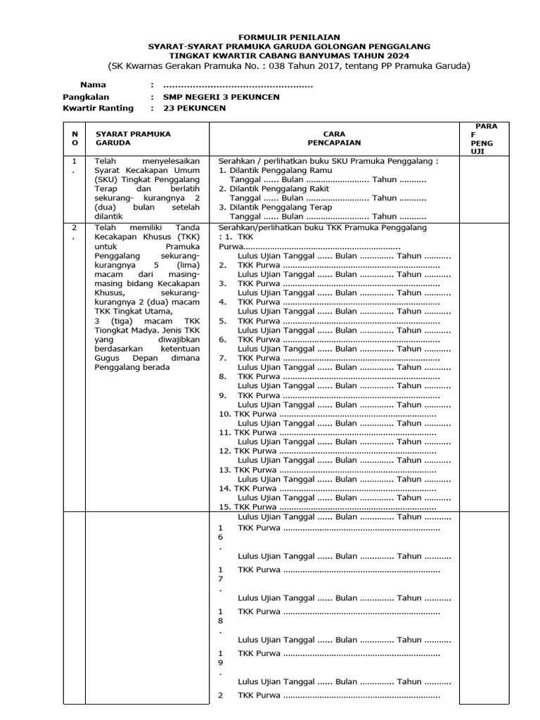 Formulir Penilaian | PDF