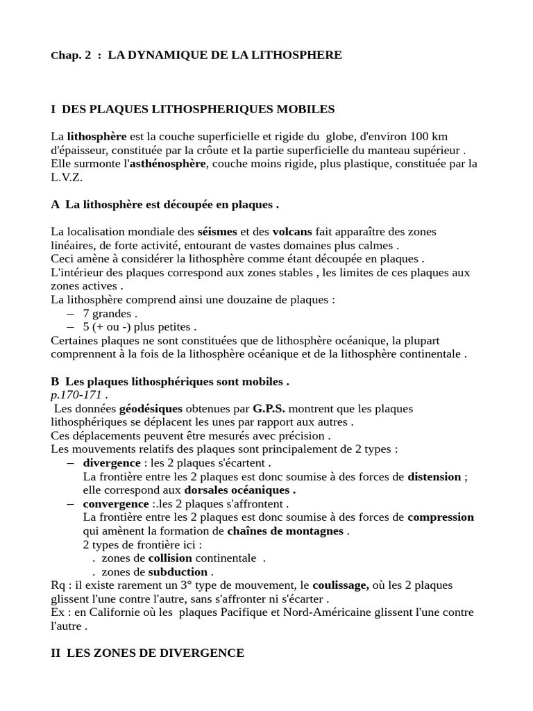 Cours Spé Dynamique de La Lithospère 2 | PDF