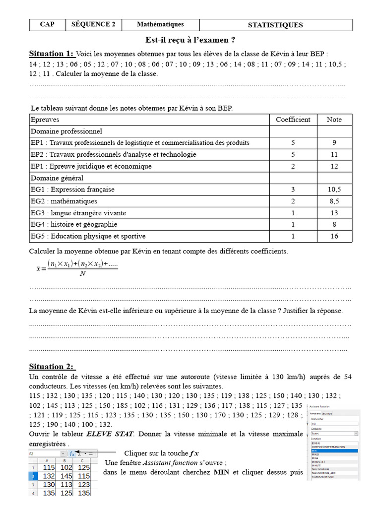 T Cap 2019 Fiche Cours Stat | PDF