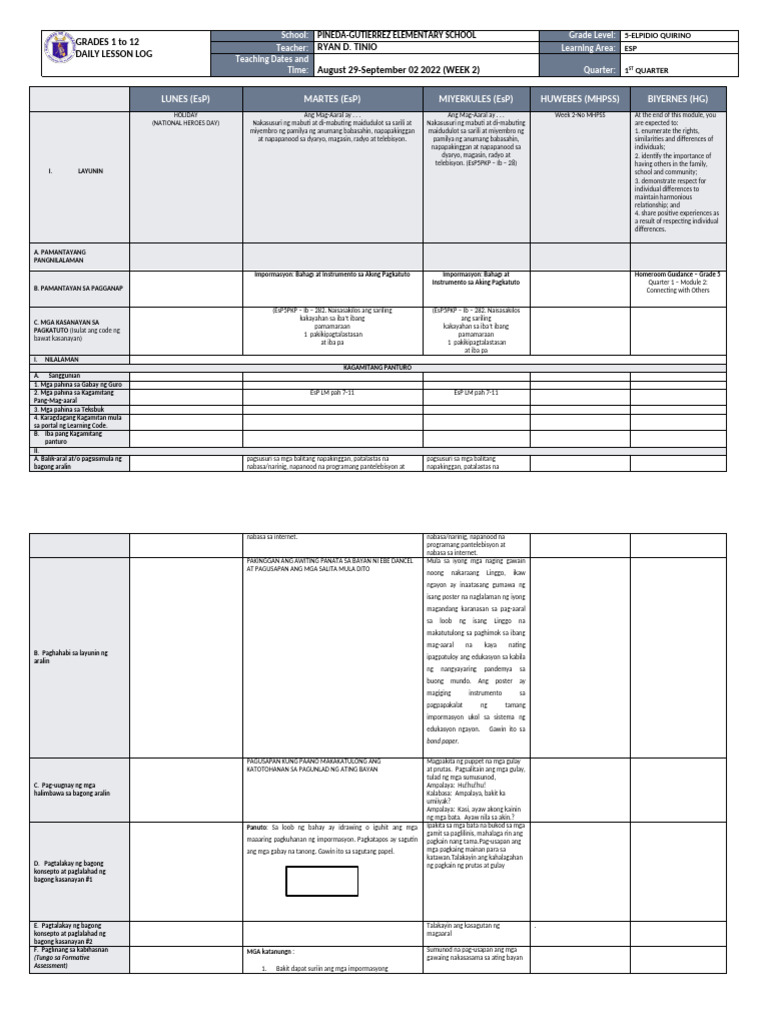 DLL Esp-1 Q1 W2 | PDF