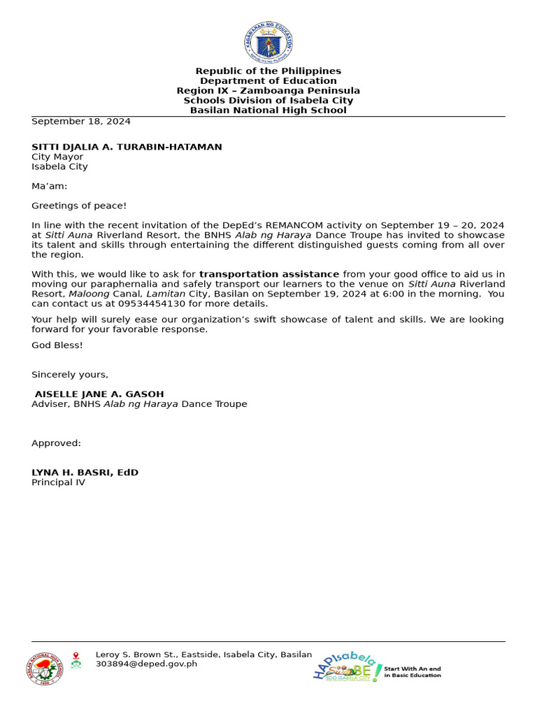 Request For Transpo | PDF