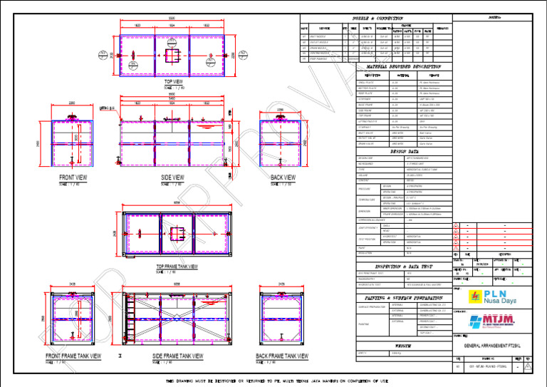 001 - General Arrangement 25kl Storage Tank - Sheet 1 | PDF