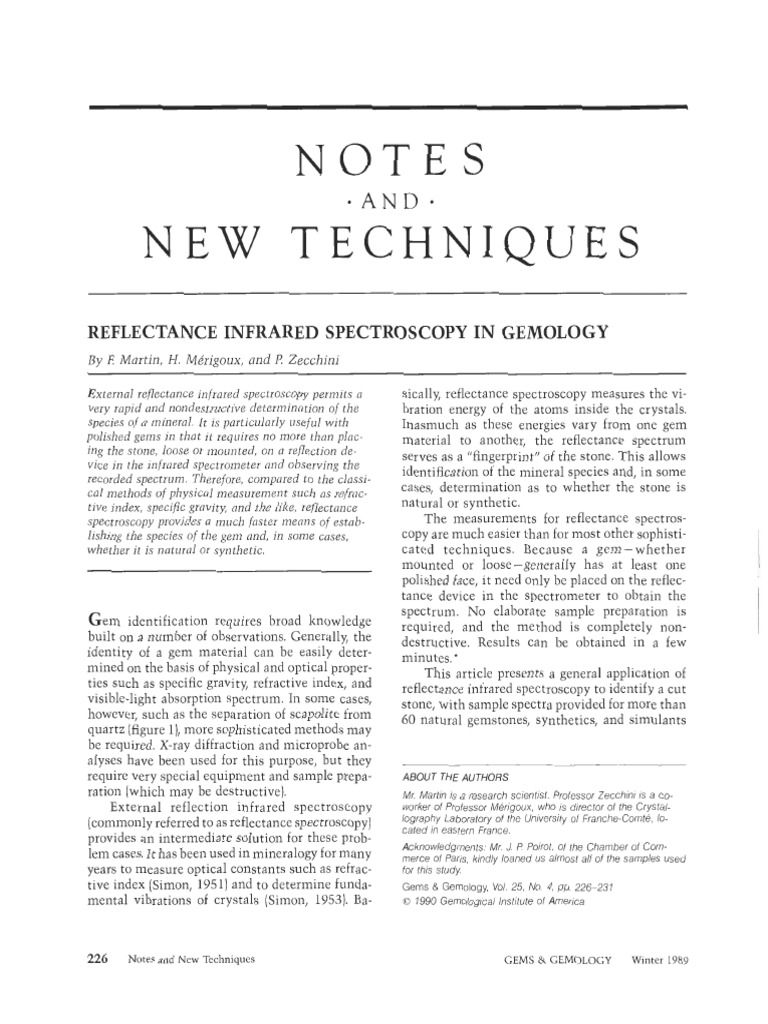 Reflectance Infrared Spectroscopy in Gemology | PDF