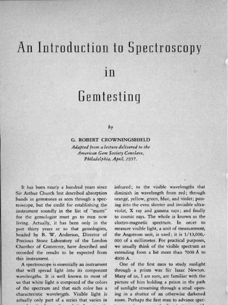 An Introduction To Spectroscopy in Gem Testing | PDF