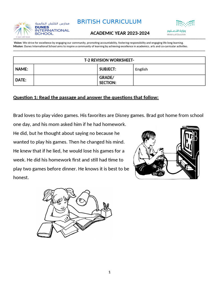 G - T-2 REVISION WS-Heyra Javed - englishDUNESdocx | PDF