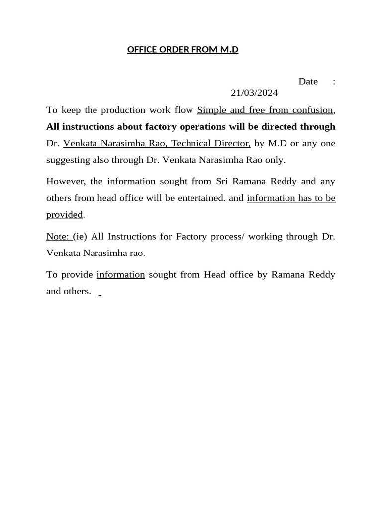 Office Order From M | PDF