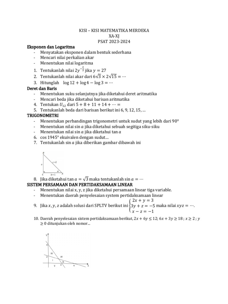 Kisi-Kisi Psat 2024 X Merdeka | PDF