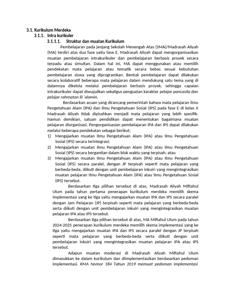 Kurikulum Merdeka MA | PDF