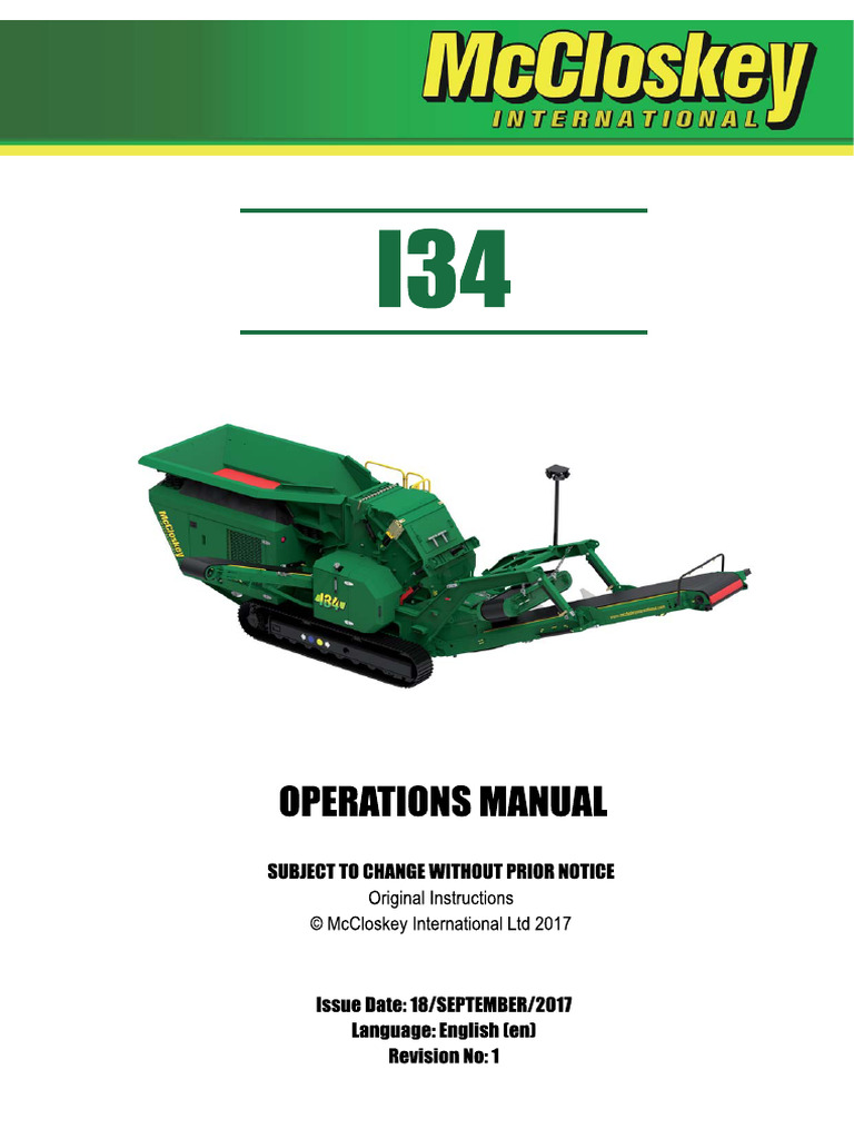 I34 Operation Manual Revision 1 (En) | PDF