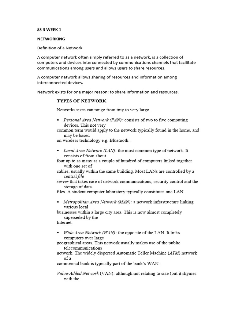SS 3 Week 1 | PDF | Network Topology | Computer Network