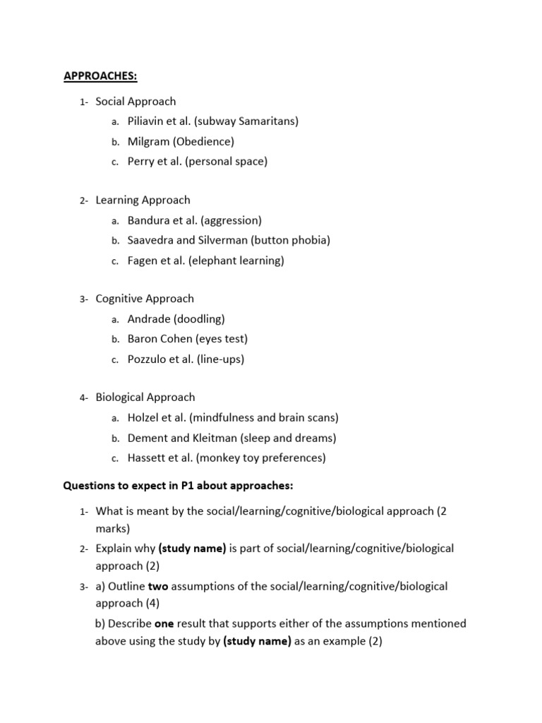 Approaches in Psychology | PDF