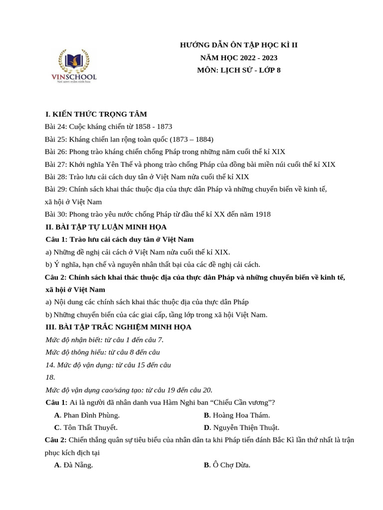 LS8 - Đề Cương HKII | PDF