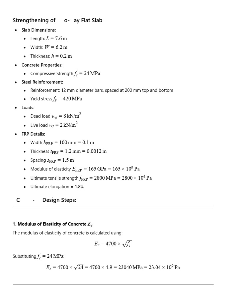 Strengthening of Slabs-Static Calculations | PDF