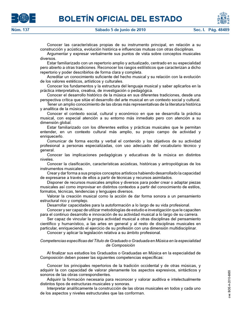 BOE Competencias en ES 10 | PDF